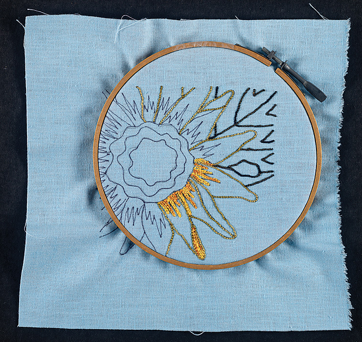 Pearl Cotton Sunflower Punch Needle Pattern - We Like Rug Hooking